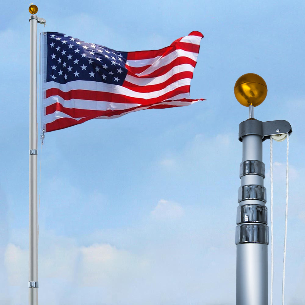 Telescoping Flag Pole Kit | 20FT & 25FT Washington Flagpole – Stand ...